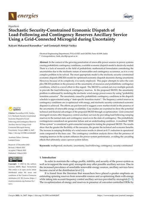 pdf stochastic security constrained economic dispatch of load following and contingency