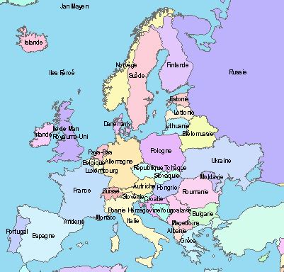 Carte Europe Géographie des pays Vacances Arts Guides Voyages