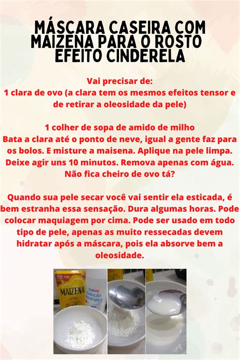 MÁSCARA CASEIRA MAIZENA PARA O ROSTO EFEITO CINDERELA
