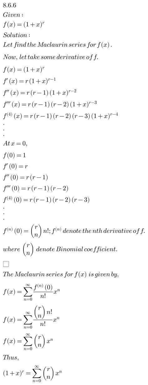 [solved] exercise 8 6 6 find the maclaurin series for f x 1 course hero