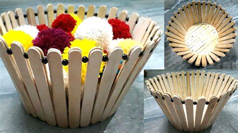 Diy Flowers Basket Decoration Ice Cream Stick Craft Ideas Pop Stick