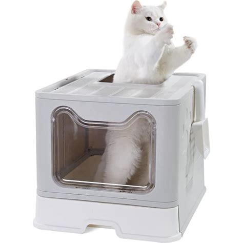 Pawsayes Bac Litiere Pour Chat Avec Couvercle Litiere Pour Chat Grande