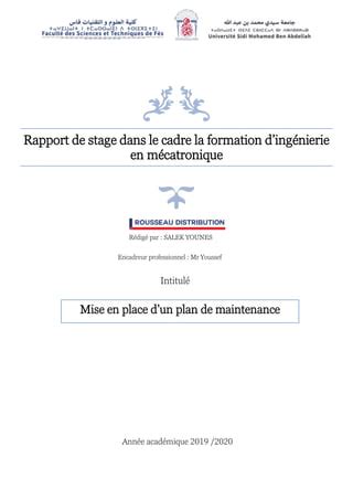 Rapport Stage Mise En Place Dun Plan De Maintenance PDF