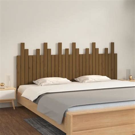 KEENSO Tête de lit murale Marron miel 185x3x80 cm Bois massif de pin
