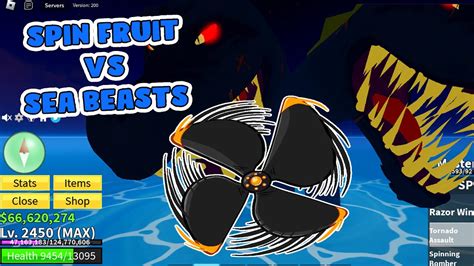 Spin Fruit Vs Sea Beasts Blox Fruits Youtube