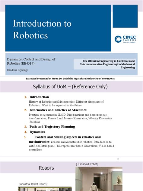 01 introduction to robotics pdf robotics robot