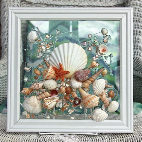 Beach Decor Of Seashell Art Beach Bathroom Decor Wall Hanging Coastal