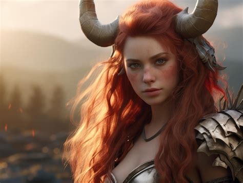 Premium Ai Image A Woman With Horns On Her Head
