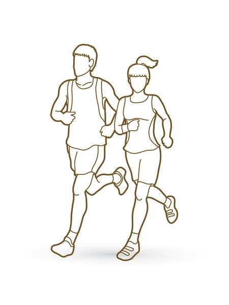 Man And Woman Running Vector Art Stock Images Depositphotos