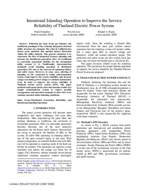 pdf intentional islanding operation to improve the service reliability of thailand electric