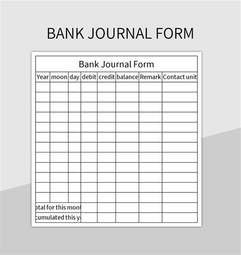 Bank Journal Form Excel Template And Google Sheets File For Free