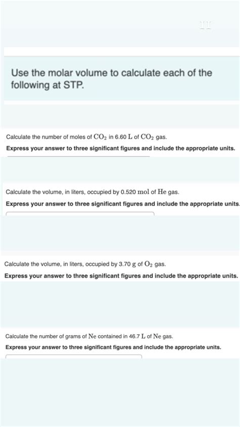 Solved Use The Molar Volume To Calculate Each Of The Chegg