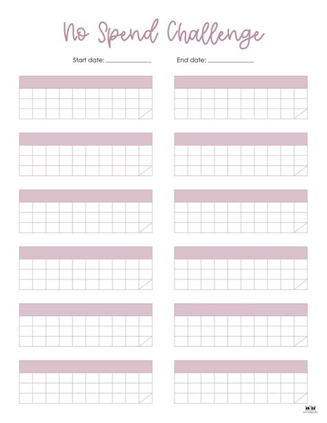 No Spend Challenge Printables Printabulls