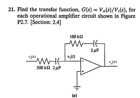 Solved Find The Transfer Function G S Vo S Vi S Off