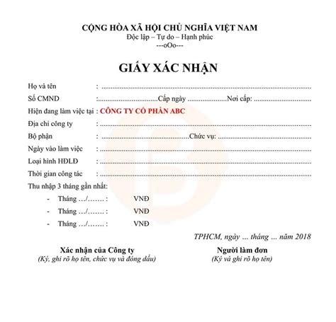 Mẫu công bố mẫu xác nhận lương 3 tháng của công ty ABC