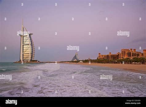 United Arab Emirates Dubai Jumeira Beach Burj Al Arab Hotel Stock