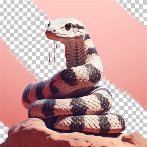 Uma cobra está sentada em uma pedra fundo vermelho PSD Premium