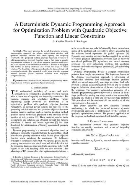 paper 1 pdf dynamic programming mathematical optimization