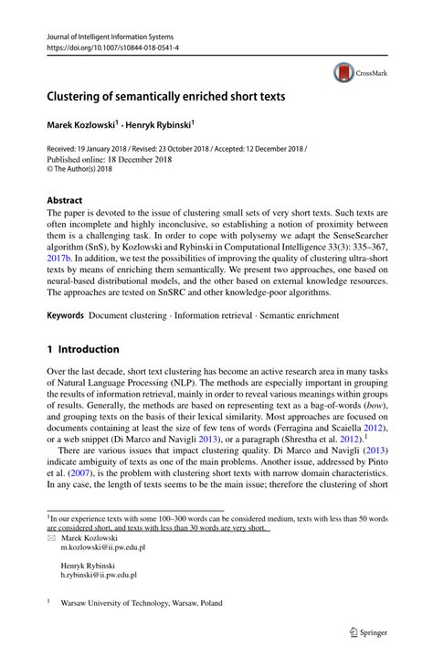 pdf clustering of semantically enriched short texts