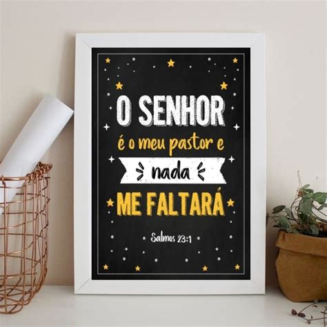 Quadro Salmo O Senhor O Meu Pastor X Cm Vidro Moldura