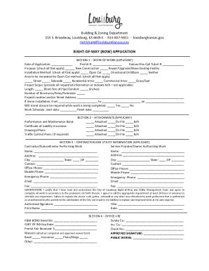 Fillable Online RIGHT OF WAY ROW APPLICATION Fax Email Print PdfFiller