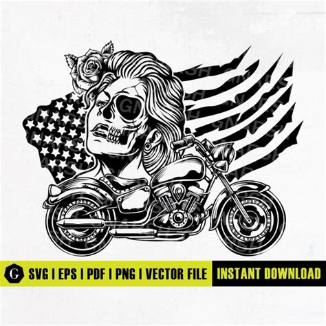 US Biker Skull Svg American Shirt Png Usa Patriotic Etsy