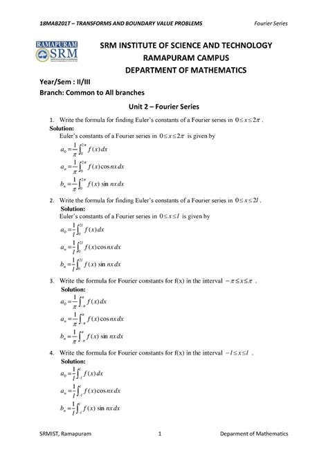 unit ii part b transforms and boundary value problems 18mab201 srm institute of science and