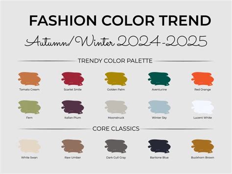 Fashion Color Trend Autumn Winter 2023 2024 Vector Image