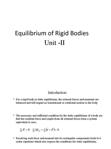 equilibrium of rigid bodies unit ii pdf force euclidean vector