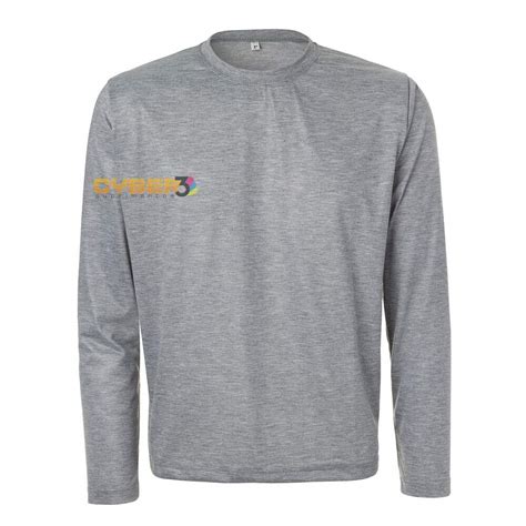 Camiseta cinza mescla 100 poliéster para sublimação manga longa