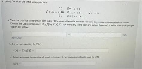 solved 1 point consider the initial value problem y 9y
