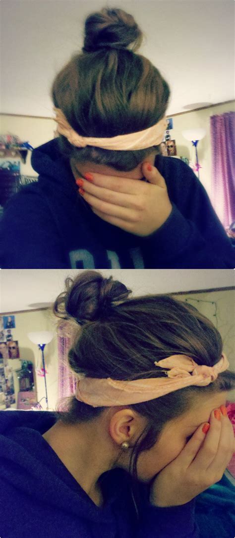 Messy Bandana Bun Perfection And Cute Boring Hair Hair Styles Hair