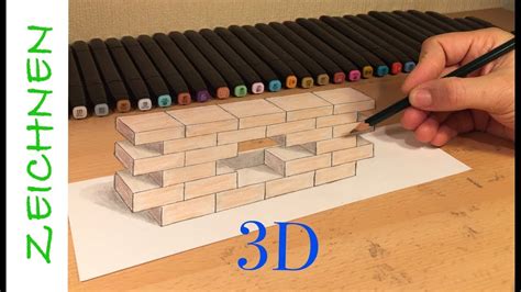 3D Zeichnen für Anfänger lernen Gemäuer leicht 3D How to Draw 3D