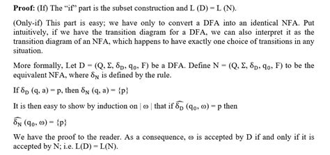 proved that a language l is accepted by some dfa if and only if l is accepted by some nfa m