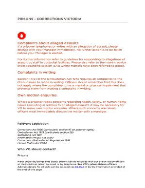 Fillable Online PRISONS CORRECTIONS VICTORIA Fax Email Print PdfFiller