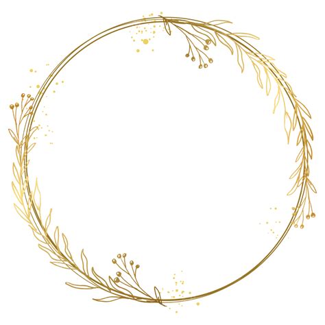 Cadre Floral Cercle Doré Pour Invitation De Mariage Vecteur PNG