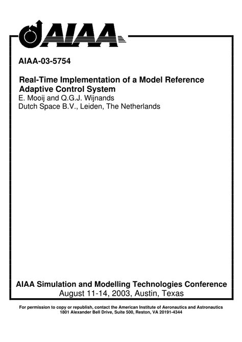 pdf real time implementation of a model reference adaptive control system