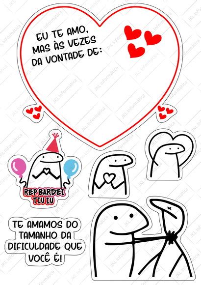 Topo de Bolo Flork Nós Te Amamos para Impressão Elo7