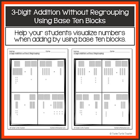 3 Digit Addition Without Regrouping Using Base Ten Blocks Made By