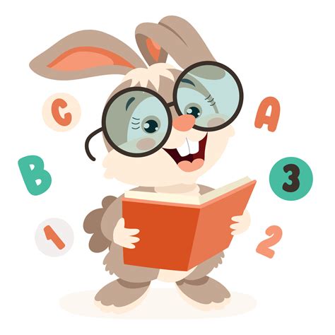 Dibujo De Dibujos Animados De Libro De Lectura De Conejo 17066029
