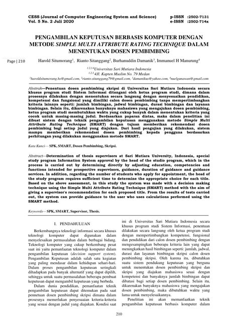 pdf pengambilan keputusan berbasis komputer dengan metode simple multi attribute rating
