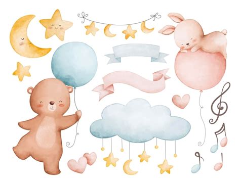 Conjunto De Ilustra O Em Aquarela De Animais Beb E Bal O Vetor Premium