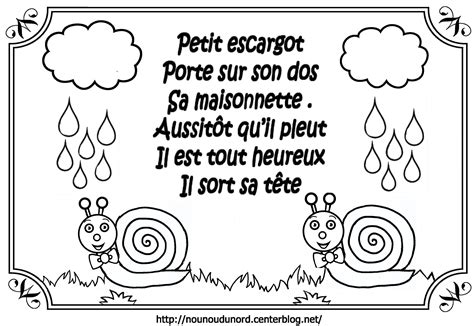 Comptine à colorier Petit escargot par nounoudunord