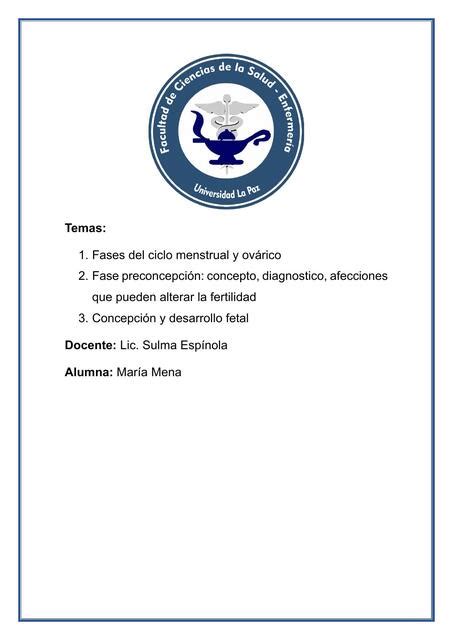 Fases Del Ciclo Menstrual Y Ov Rico Monse Gauto Udocz
