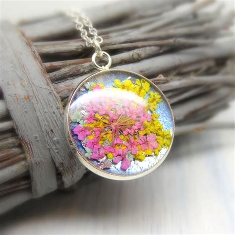 Real Flower Necklace Handmade Necklace Resin Jewellery Dry Flower