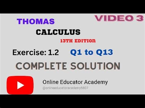 Thomas Calculus Th Edition Ex Q To Q Solution Thomas Calculus