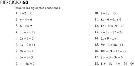 Ecuaciones De Primer Grado Ejercicios