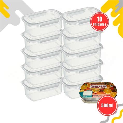 Kit Marmitas Fitness 500ml Para Freezer E Microondas Potes Plásticos