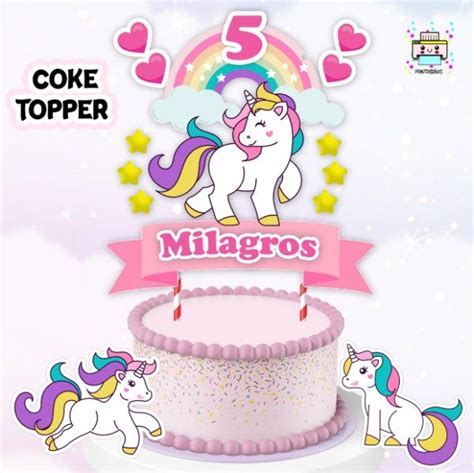 Kit Imprimible Cake Topper Adorno Torta Unicornio M2 PRINTDISEÑOS