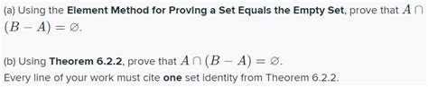 solved a using the element method for proving a set equals